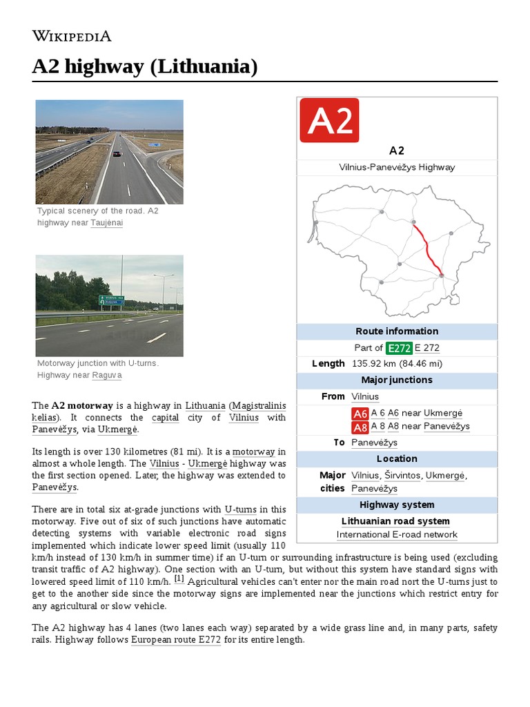 A2 Highway (Lithuania) : Typical Scenery of The Road. A2 Highway Near ...