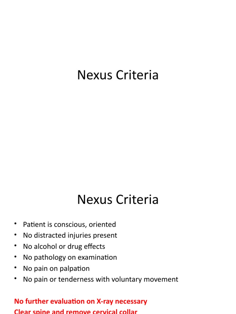 Nexus Criteria for Spine Assessment | PDF | Self-Improvement