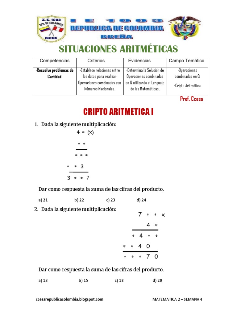 Matematic2 Sem4 Experiencia2 Actividad4 Cripto Aritmetica CA24 Ccesa007 | PDF