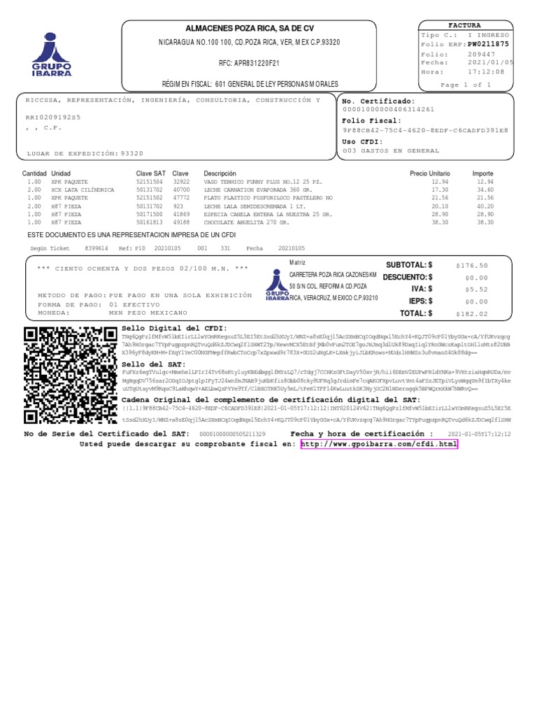 Factura: Almacenes Poza Rica, Sa de CV | PDF | Monedas de las Américas ...