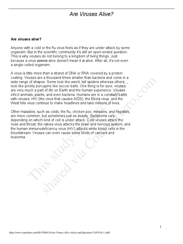 This Study Resource Was: Are Viruses Alive? | PDF | Virus | Life