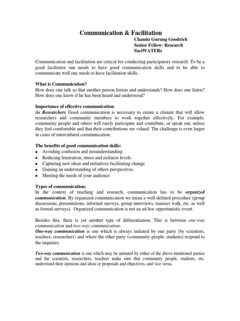 Effective Communication & Facilitation Skills | PDF | Nonverbal ...