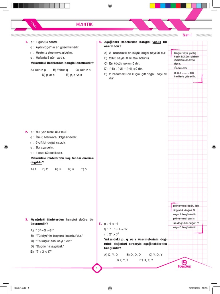 Mantik: 1.ün Ite | PDF