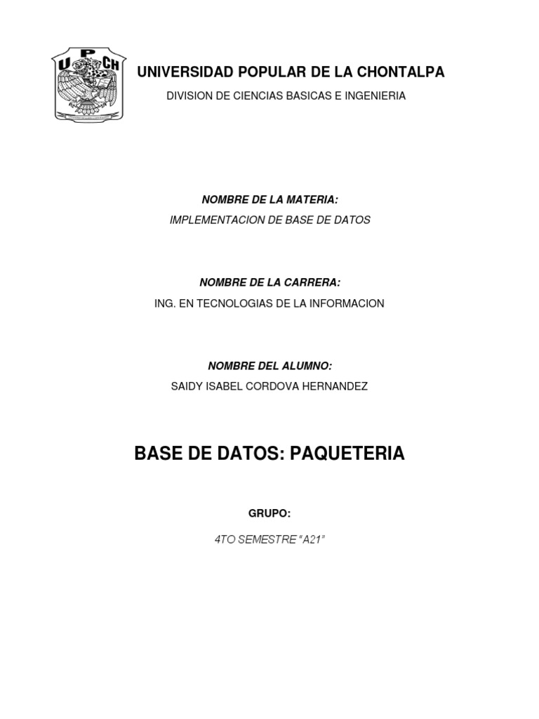 Base de Datos - Paqueteria | PDF