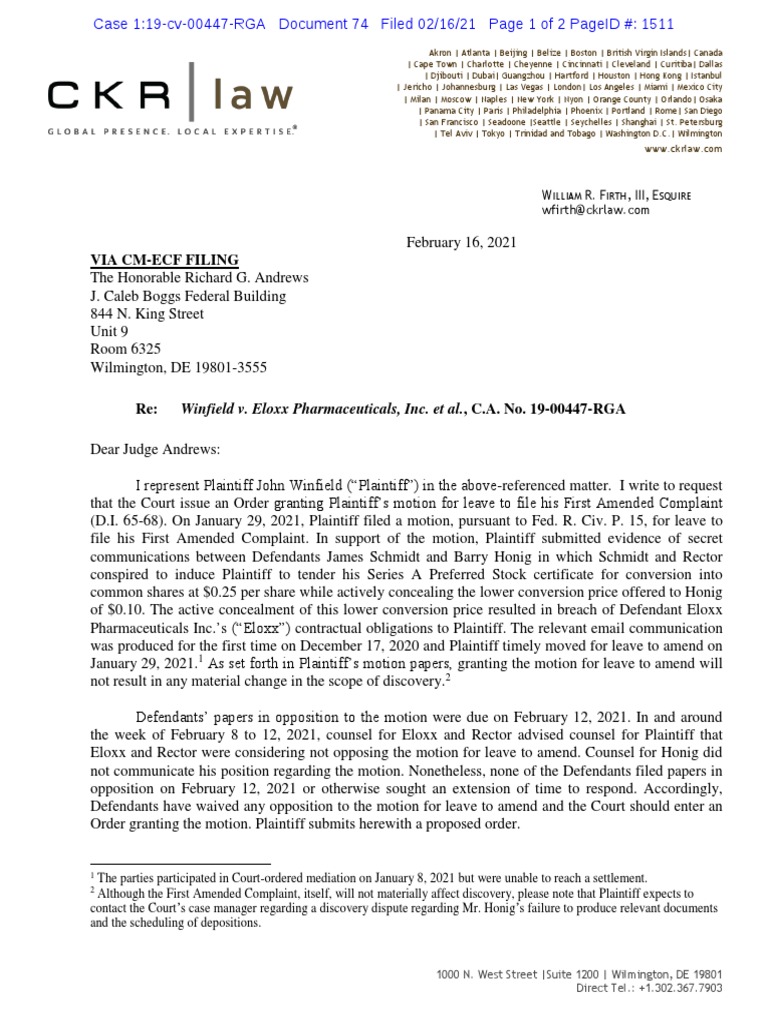 Barry Honig Secret Conspiracy Email With Eloxx Executives $ELOX | PDF ...