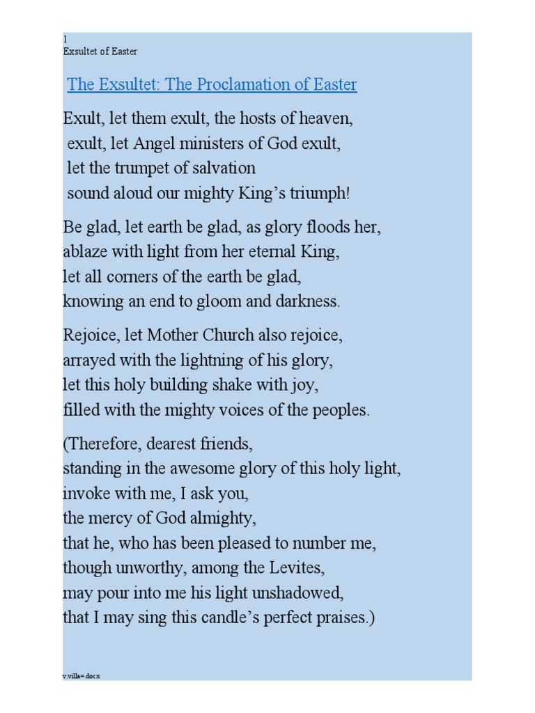 The Exsultet: The Proclamation of Easter | PDF | Religious Behaviour ...