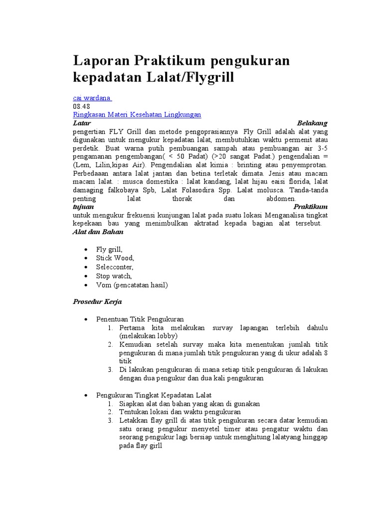 Pengukuran Kepadatan Lalat | PDF
