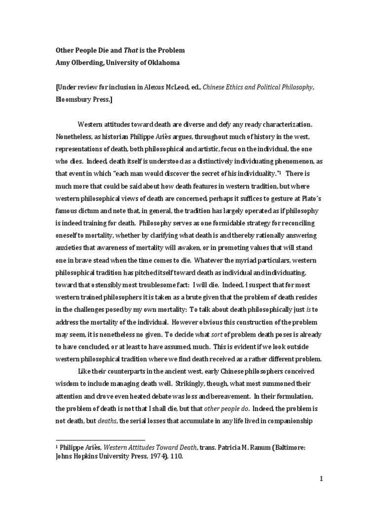 Olberding - Other People Die | PDF | Analects | Grief