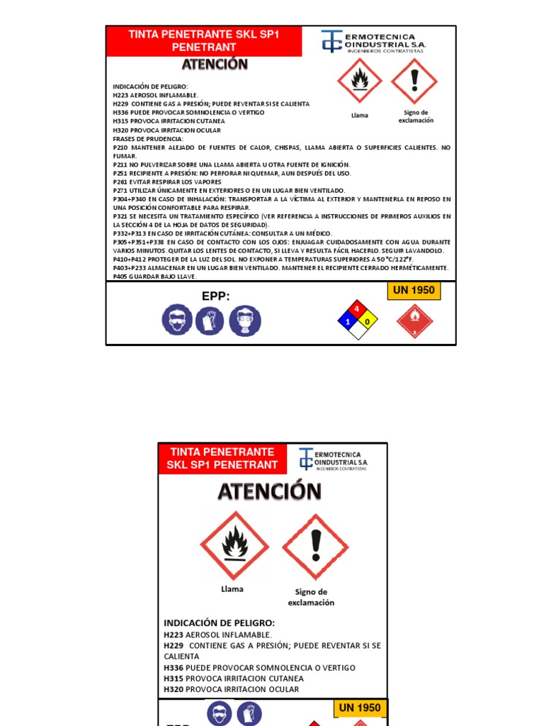 Tinta Penetrante SKL Sp1 Penetrant (Limpiador) Et | PDF