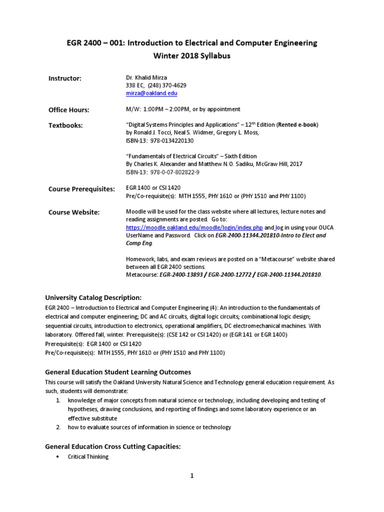EGR 2400 - 001: Introduction To Electrical and Computer Engineering ...