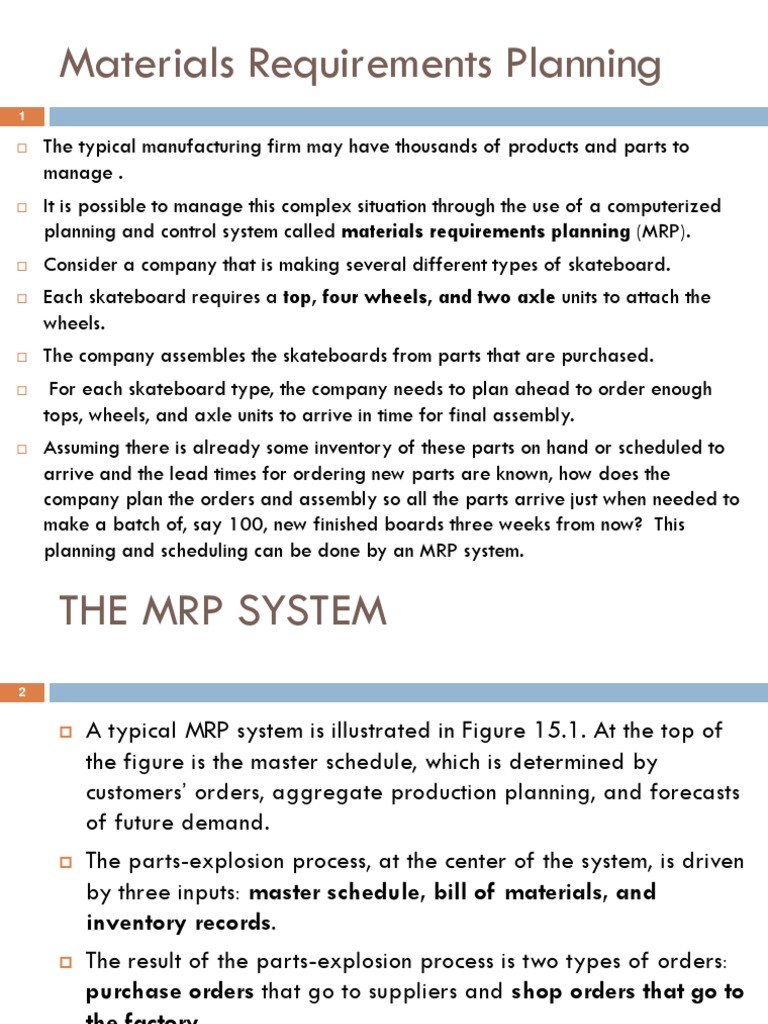 Materials Requirements Planning | PDF | Business Process | Supply Chain ...