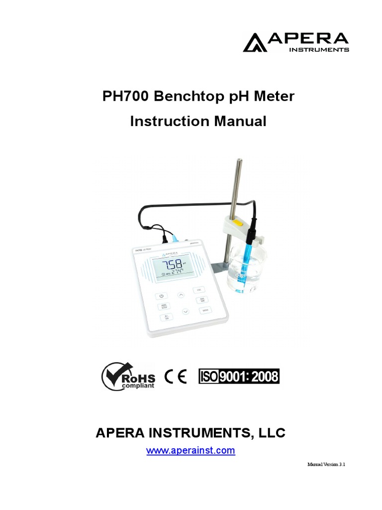PH700 Benchtop PH Meter Instruction Manual: Apera Instruments, LLC ...