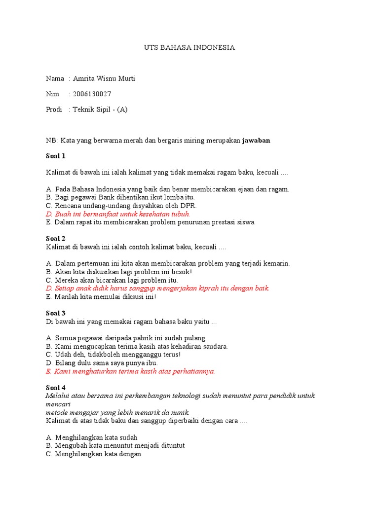UTS B Indonesia | PDF