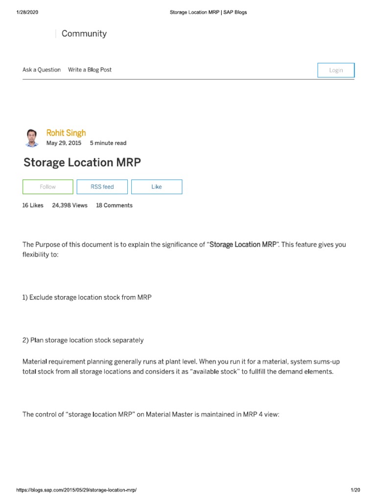 Storage Location MRP (Owner SAP AG) | PDF