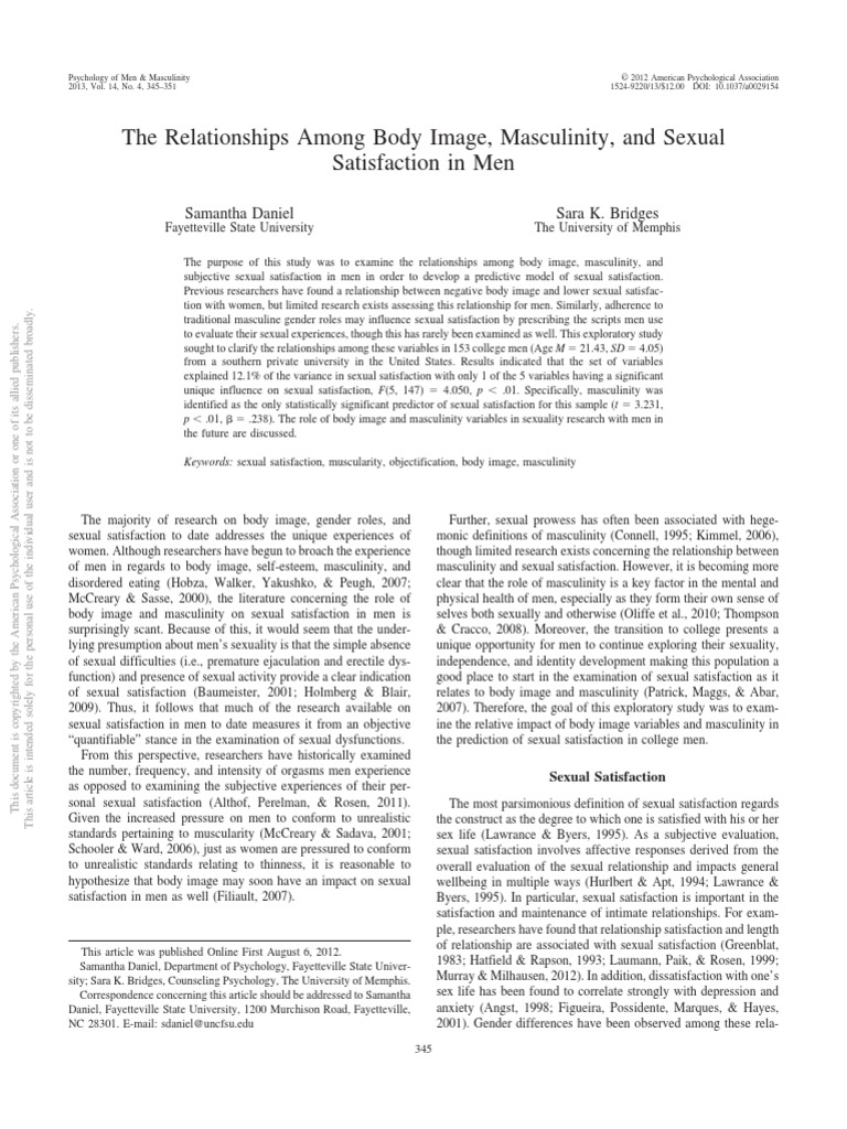 The Relationships Among Body Image, Masculinity, and Sexual ...