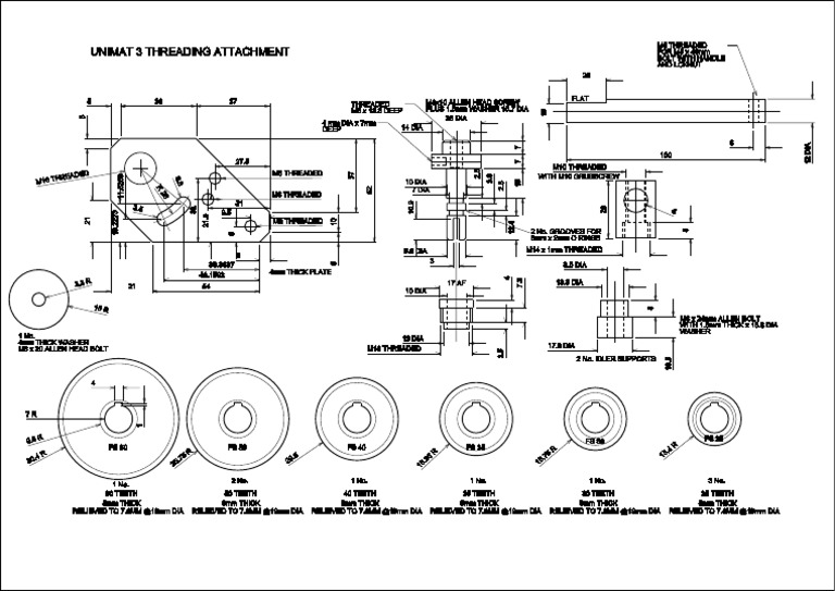 Unimat 3 Threading Attachment Parts | PDF | Building Materials | Machining