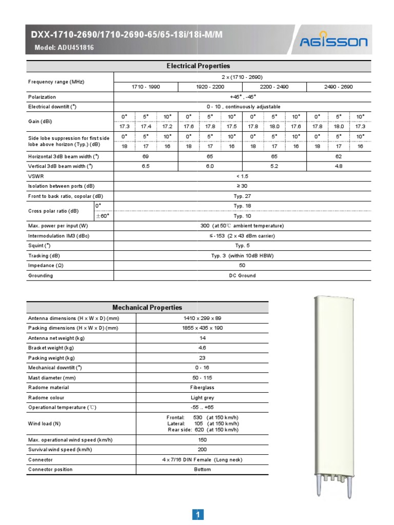 Antenna ANT-ADU451816-0769 | PDF | Decibel | Antenna (Radio)
