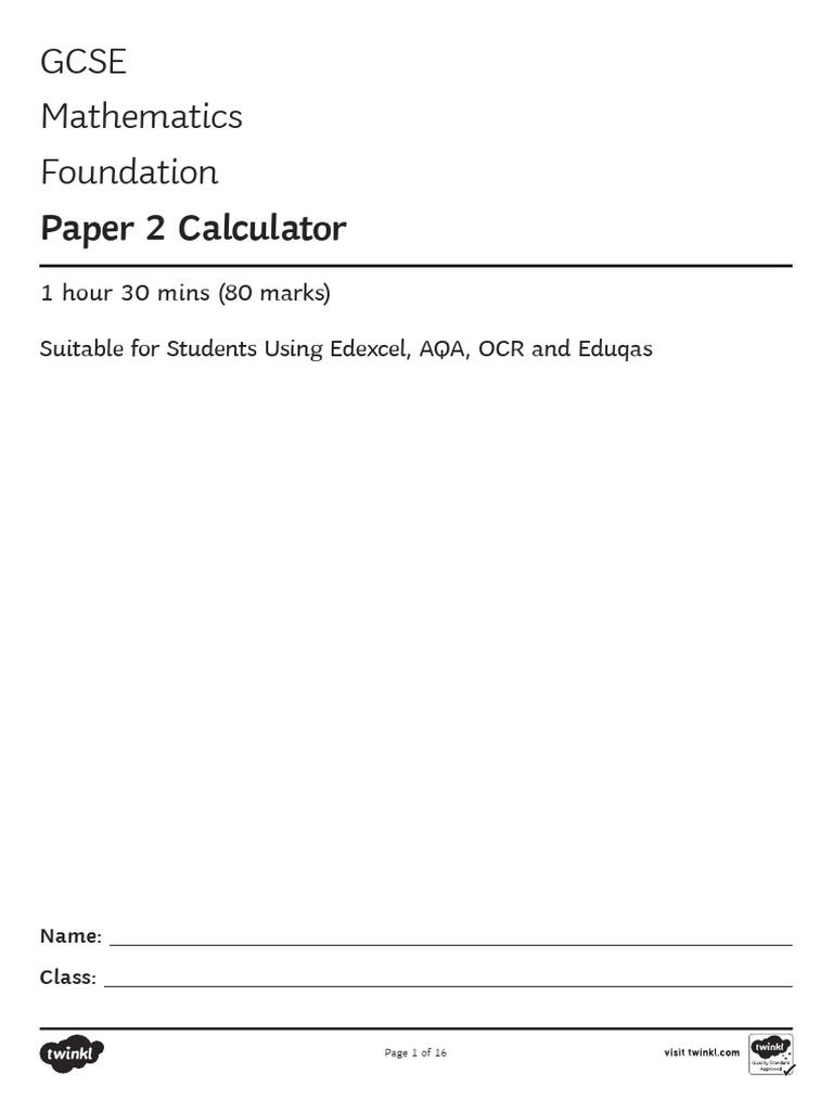 GCSE Maths Foundation Paper 2 | PDF | Teaching Mathematics