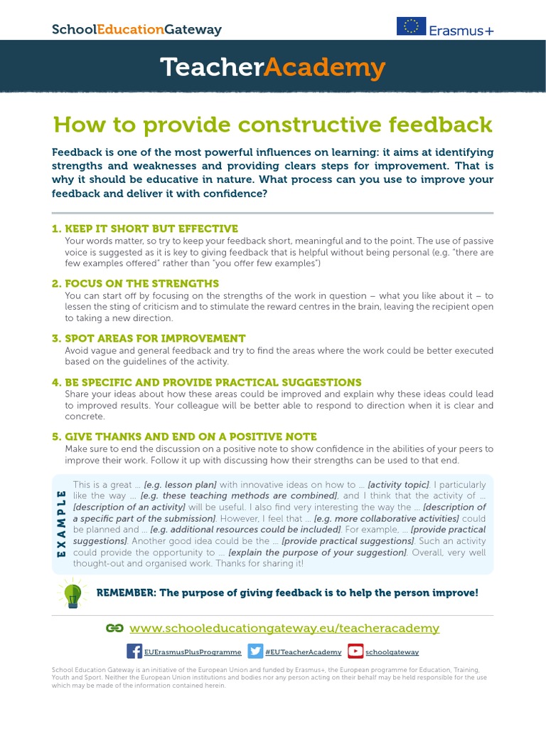 Constructive Feedback Infographic | PDF | Teaching | Pedagogy