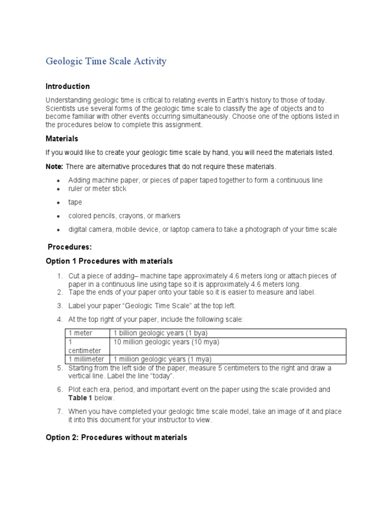 Geologic Time Scale Activity | PDF | Geologic Time Scale | Stratigraphy