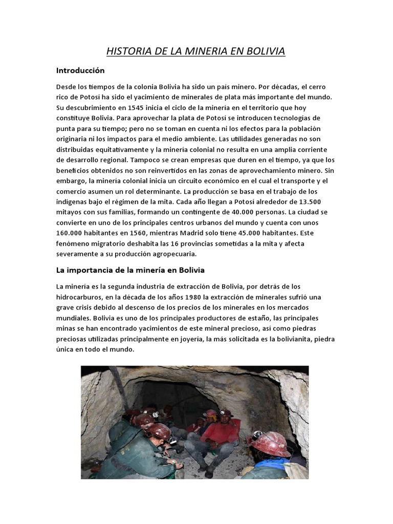 Historia de La Mineria en Bolivia | PDF | Bolivia | Minería