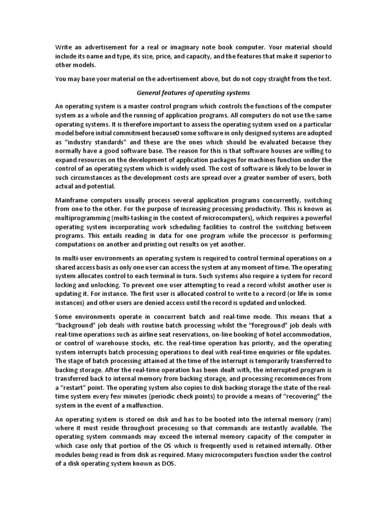 General Features of Operating Systems | PDF | Operating System | Computer File