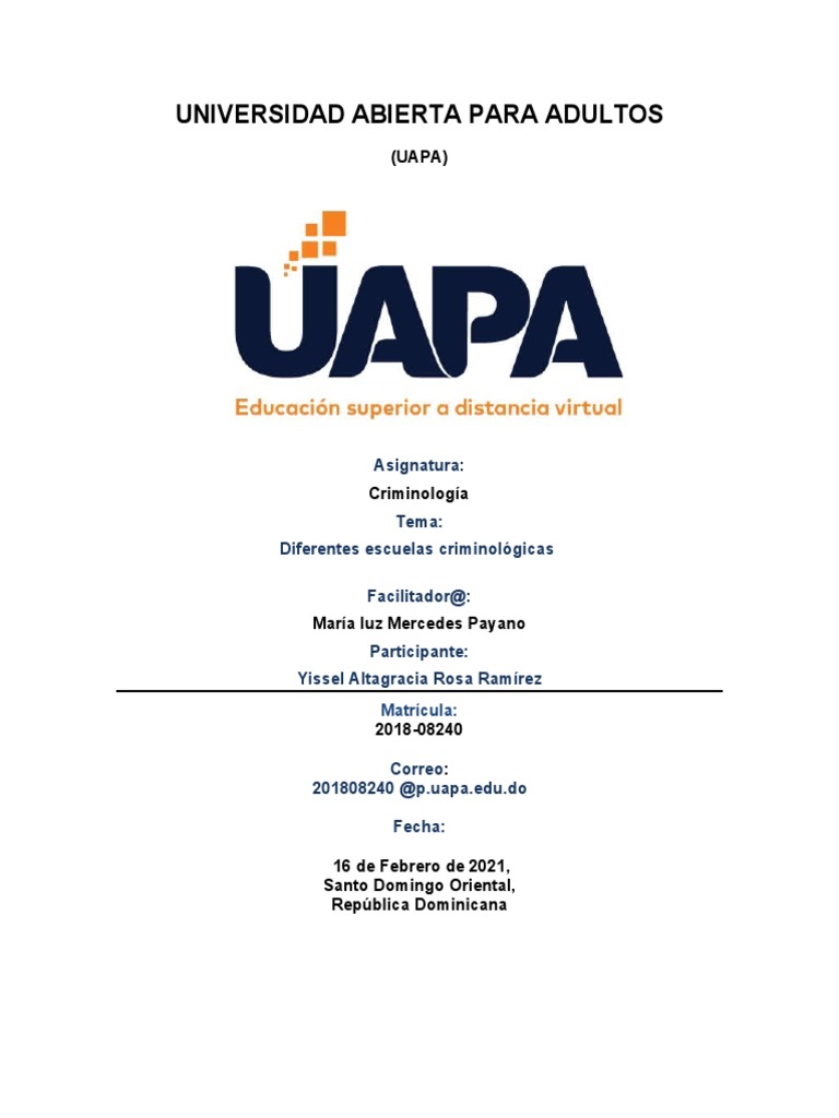 Cuadro comparativo de las principales escuelas criminológicas: Escuela ...