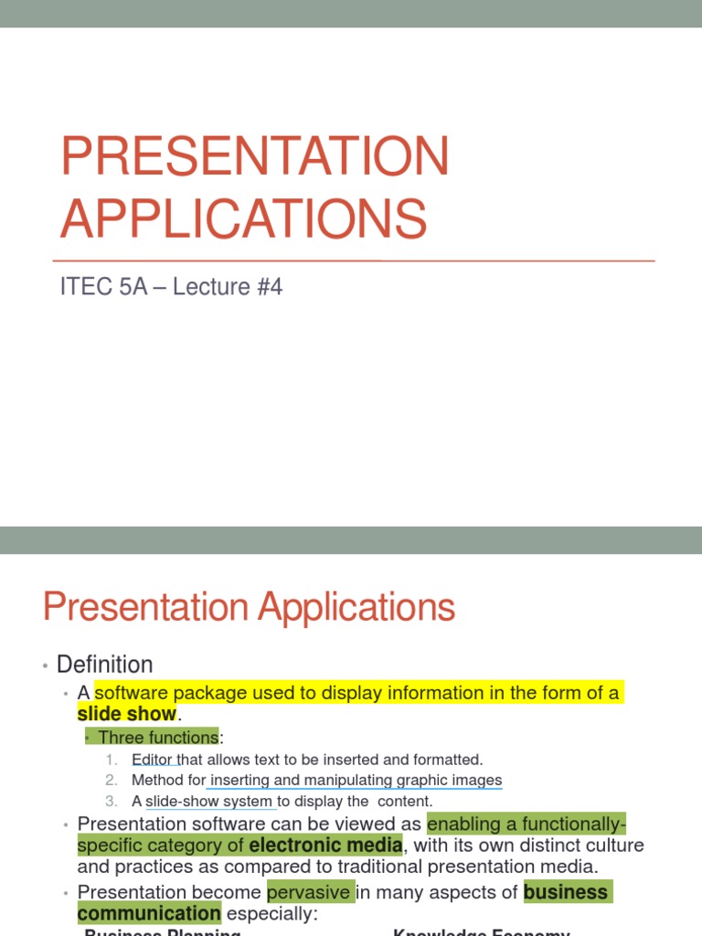 ITEC5 Lec4 | PDF | Microsoft Power Point | System Software