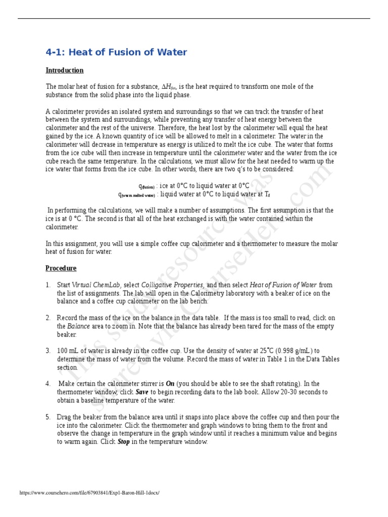 Heat of Fusion of Water | PDF | Heat | Ice