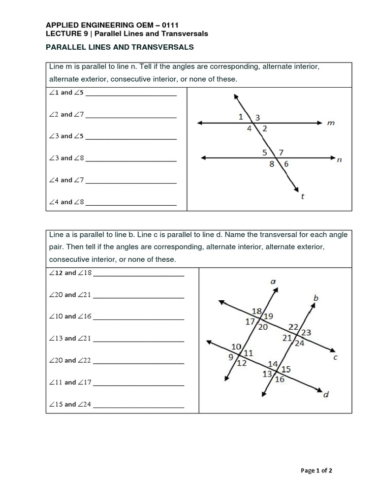 06 Parallel Lines and Transversals | PDF