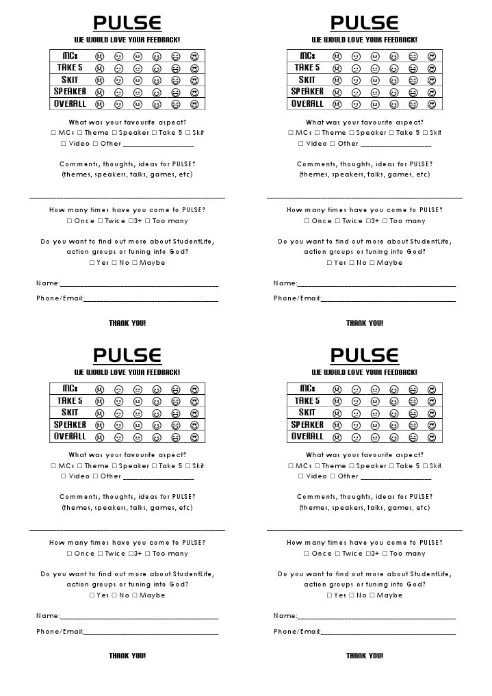 PULSE Feedback and Engagement Form | PDF | Leisure