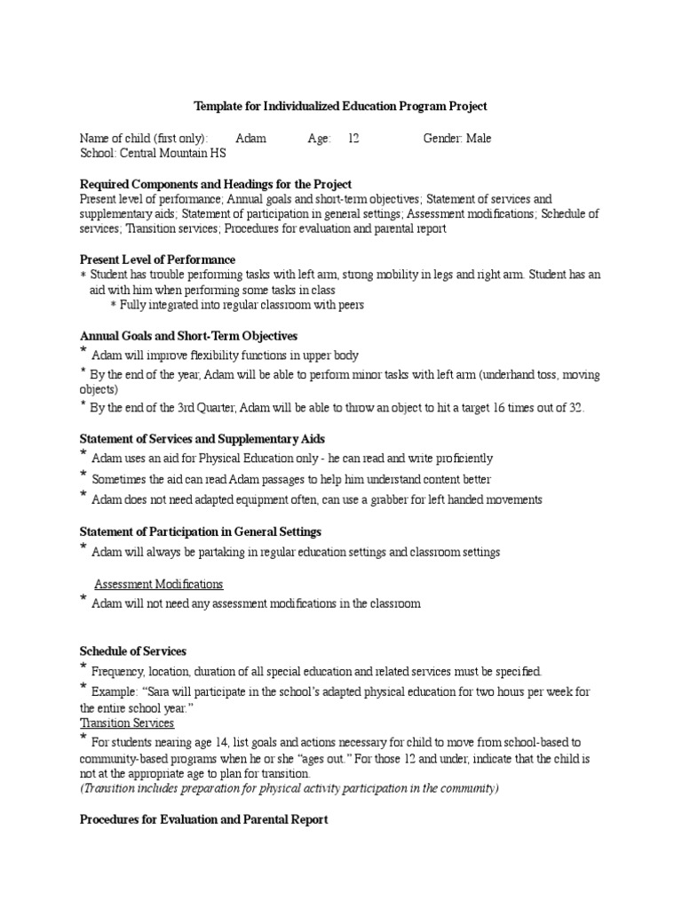 Iep Template | PDF | Individualized Education Program | Human Nature