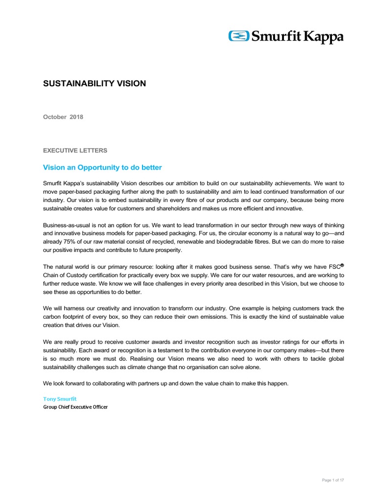 Sustainability Vision: Vision An Opportunity To Do Better | PDF ...