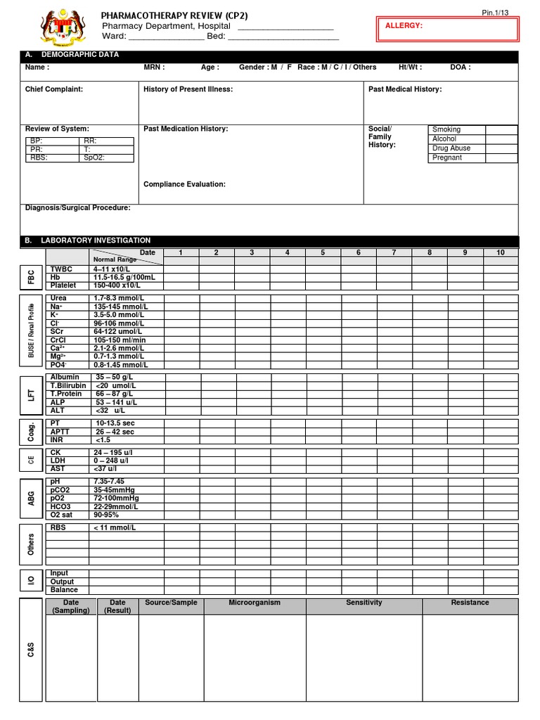 Borang CP2 (Hospital Manual) | PDF | Pharmacy | Pharmaceutical Sciences