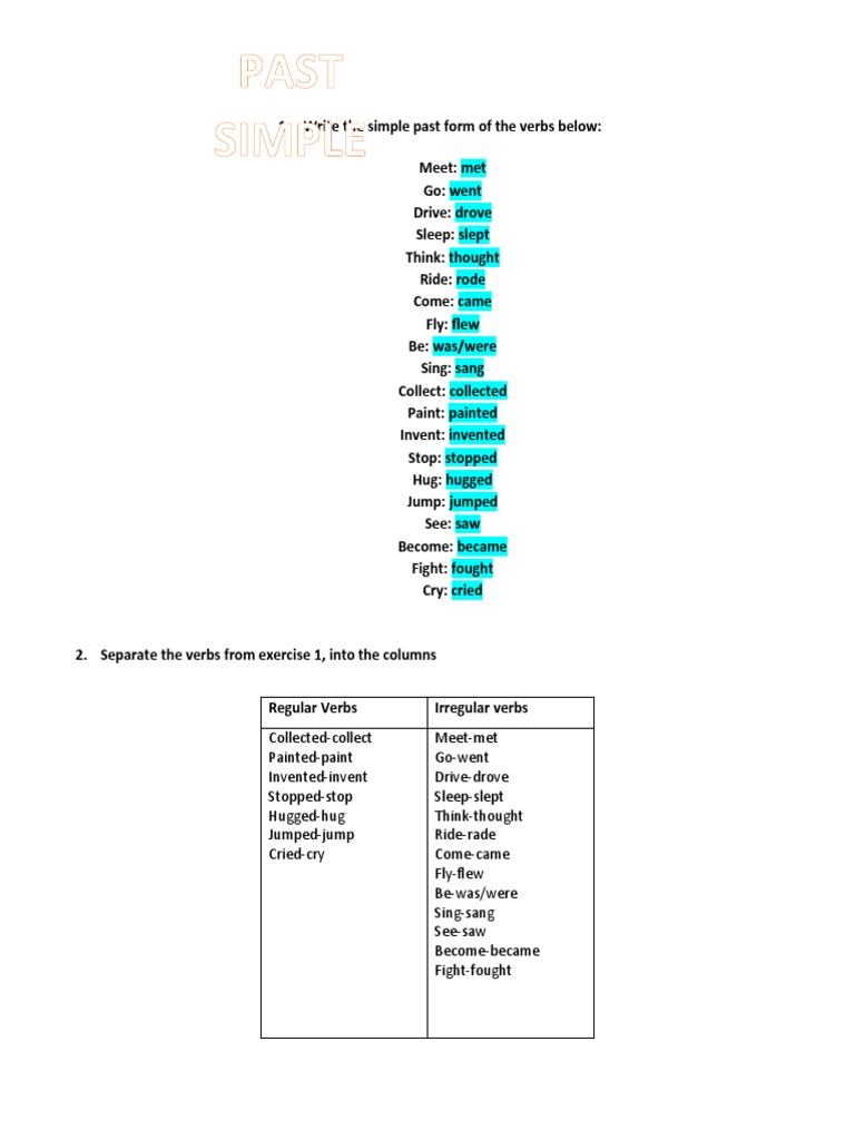 PAST SIMPLE WORKSHEET Corregido | PDF | Syntax | Grammar