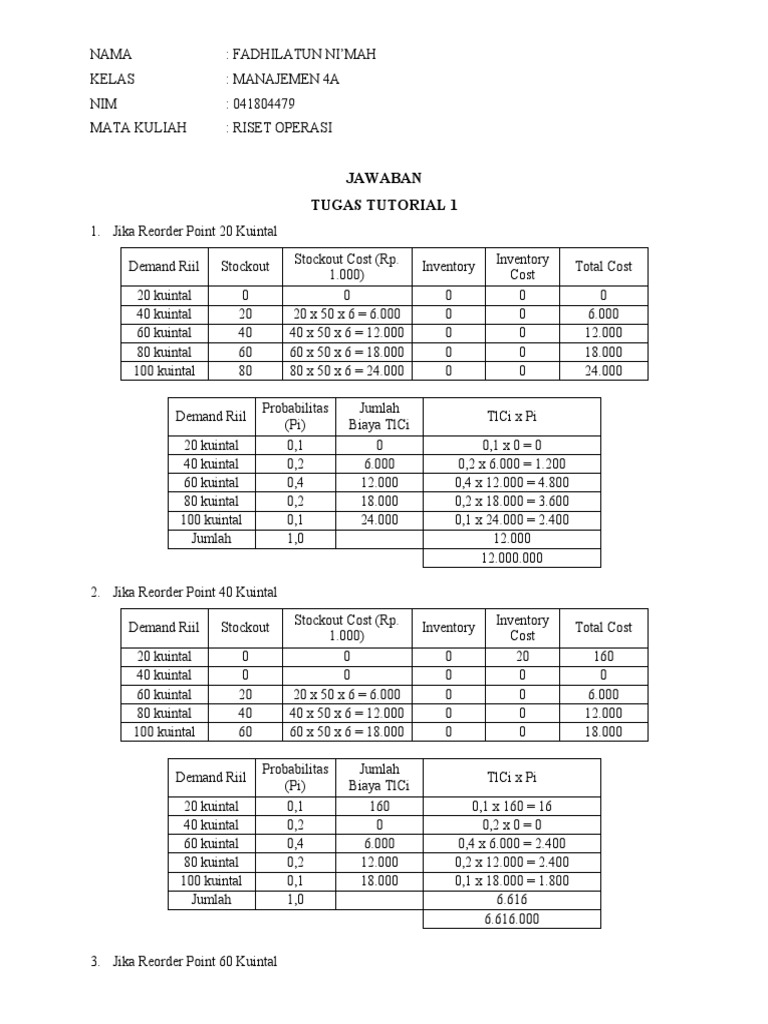 Tt1 Riset Operasi | PDF