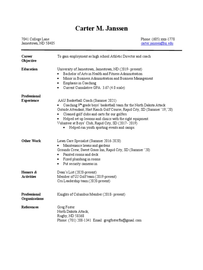 Resume - Carter Janssen | PDF