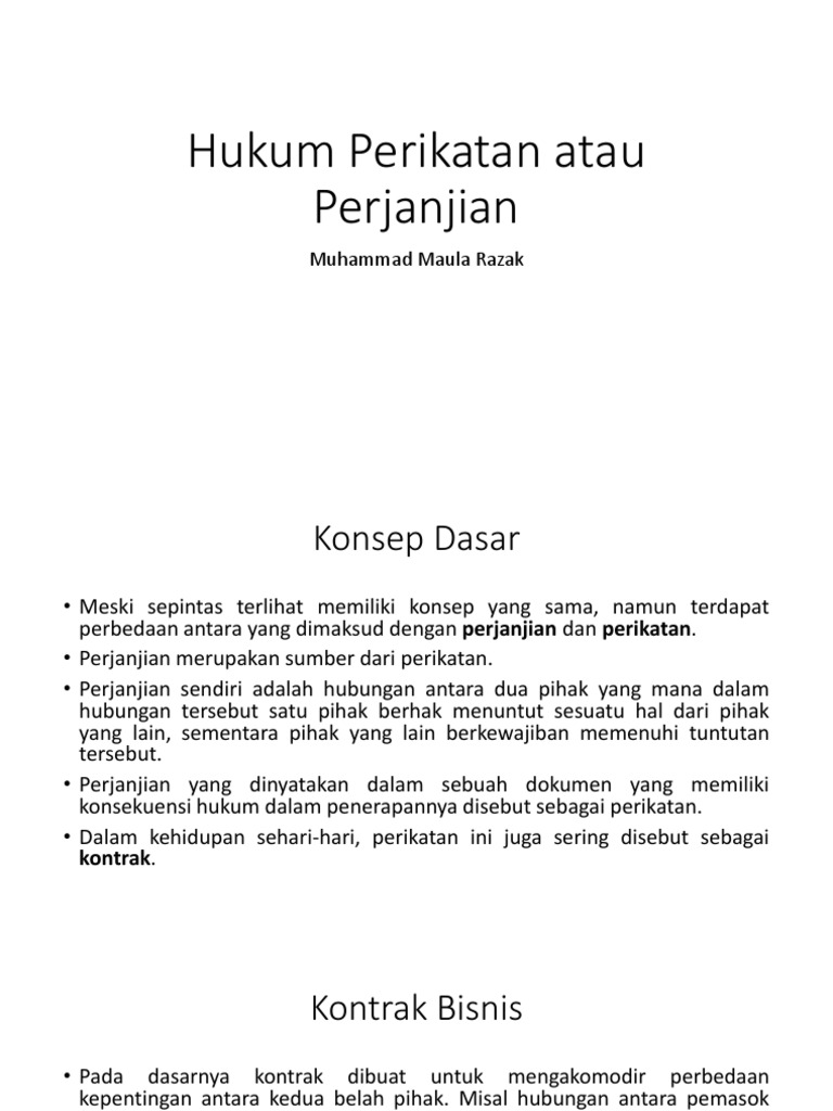 Hukum Perikatan Atau Perjanjian | PDF