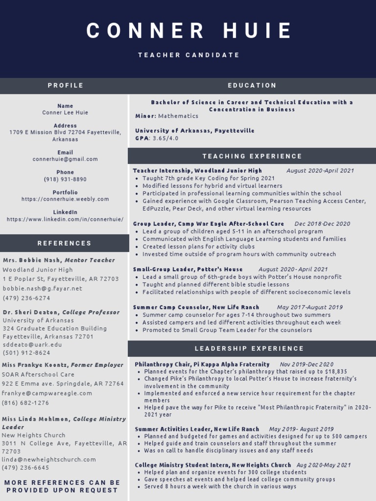 Conner Huie Resume | PDF | Human Nature | Teaching
