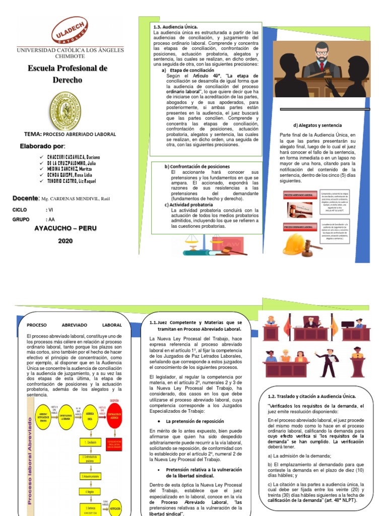 TRIPTICO DE PROCESO ABREVIADO LABORAL Modificado | PDF | Demanda ...