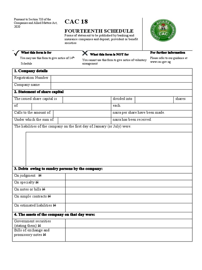 Cac 18 Schedule 14TH | PDF | Perjury | Banks