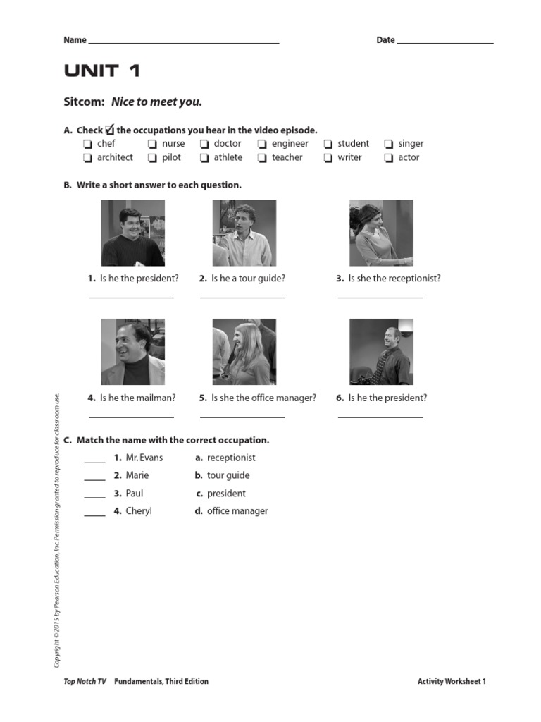 UNIT 01 Video Worksheets | PDF