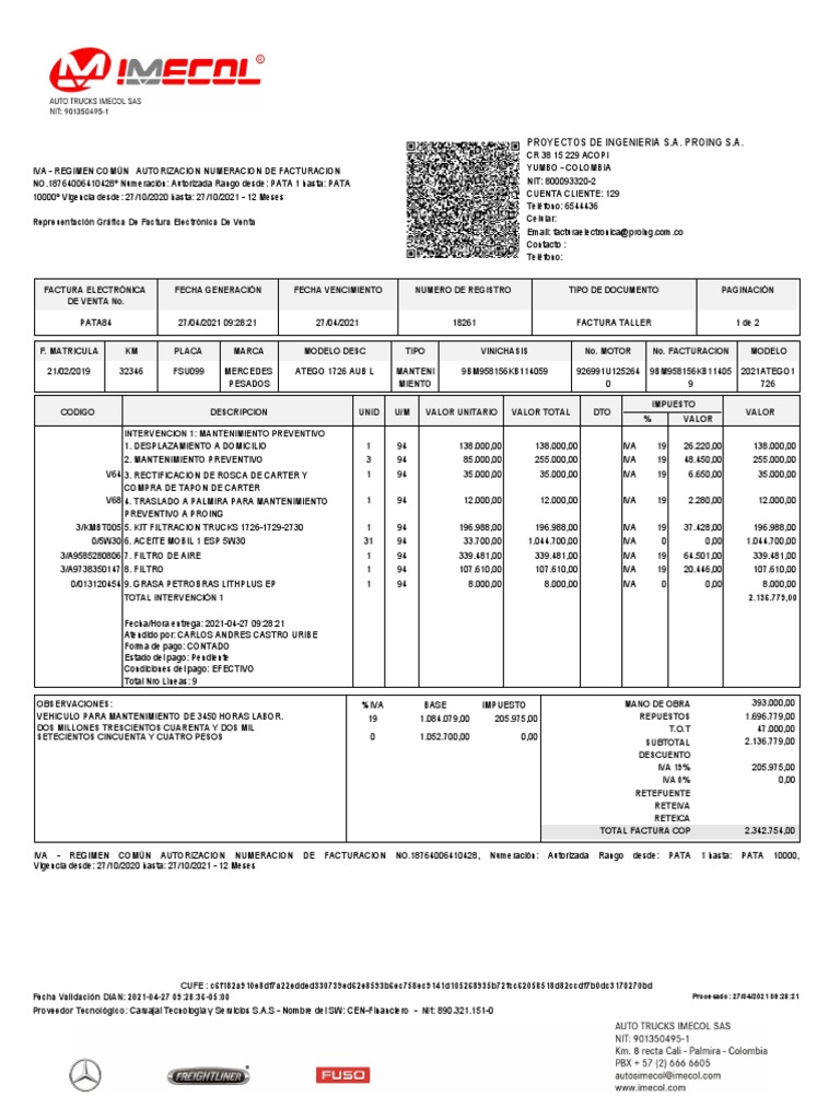 Factura Electrónica de Taller Automotriz | PDF | Publicidad | Business