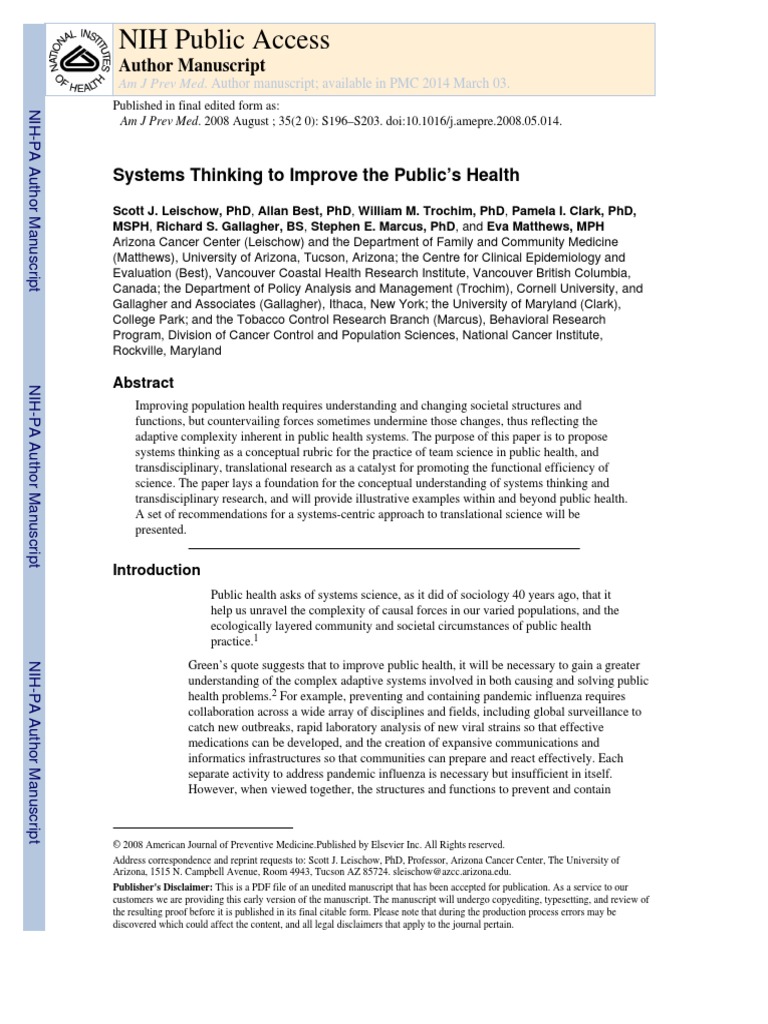 2 System Thinking Public Health | PDF | System | Systems Theory
