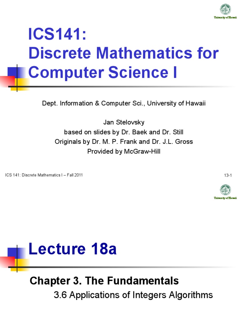 ICS141: Discrete Mathematics For Computer Science I | PDF ...