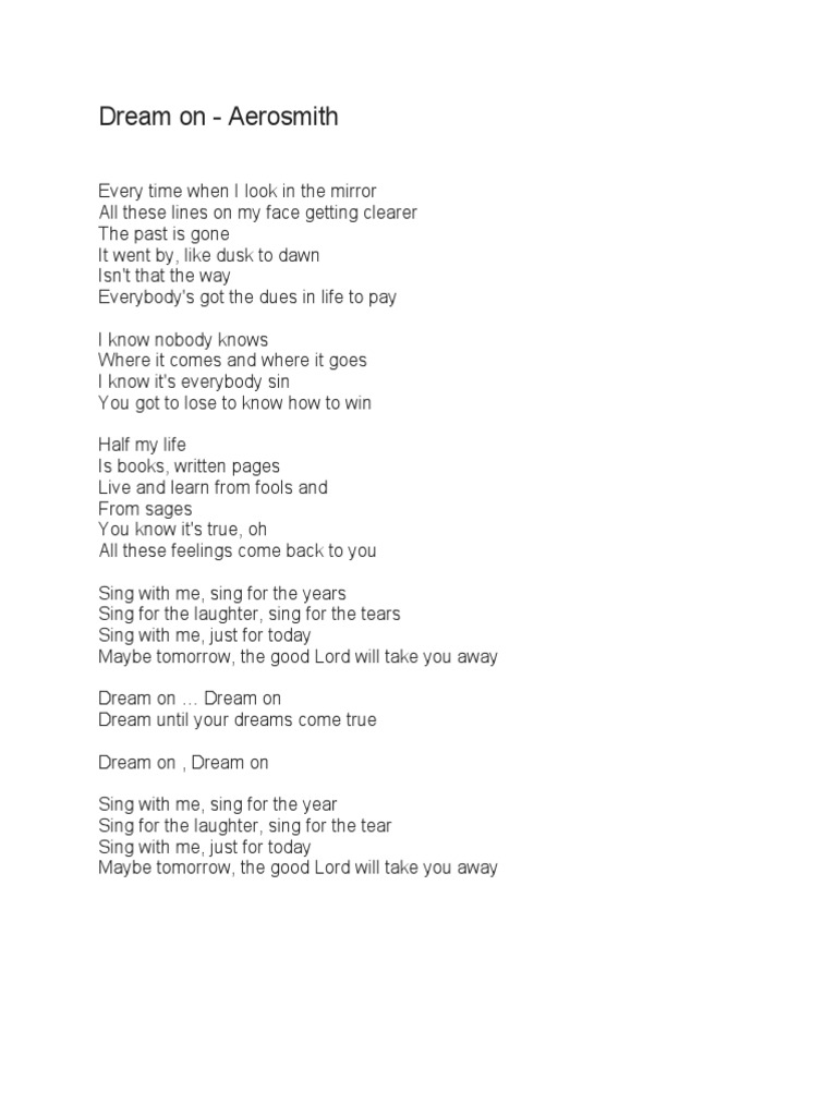 Dream On - Aerosmith | PDF