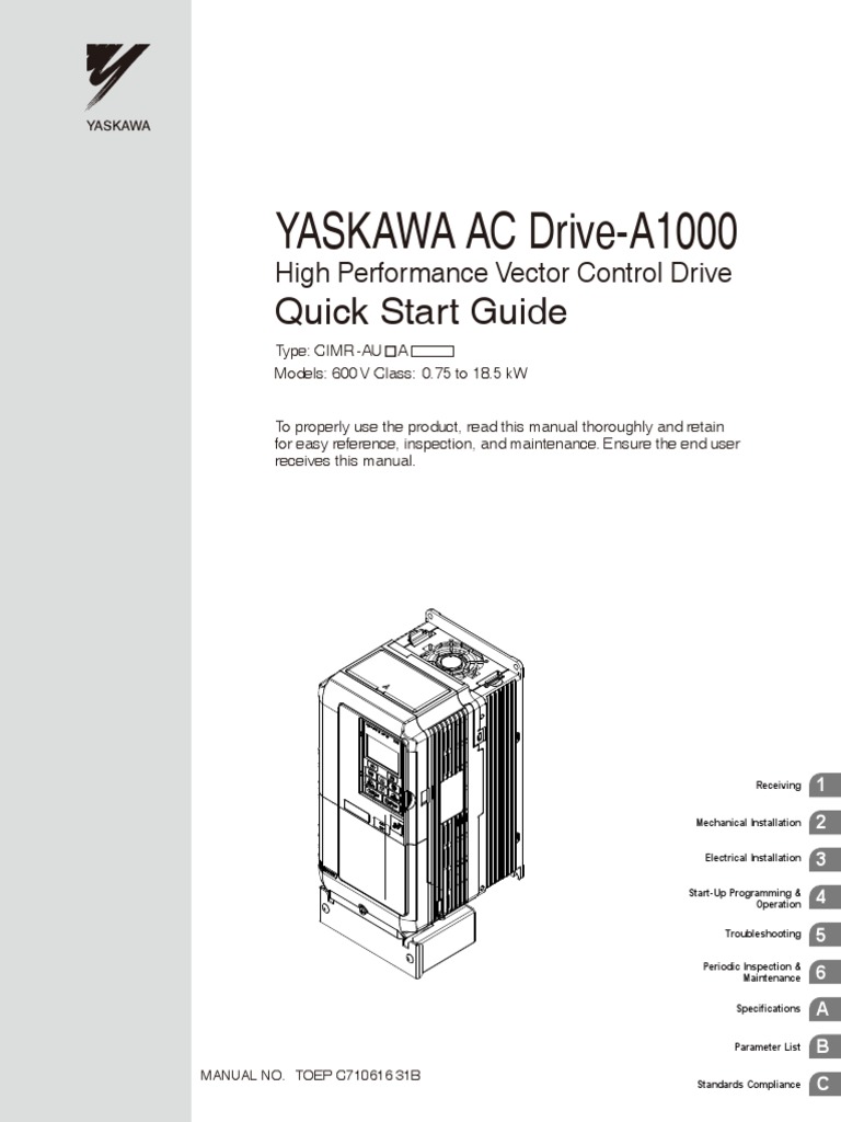 A1000 Quick | PDF | Power Supply | Electric Motor