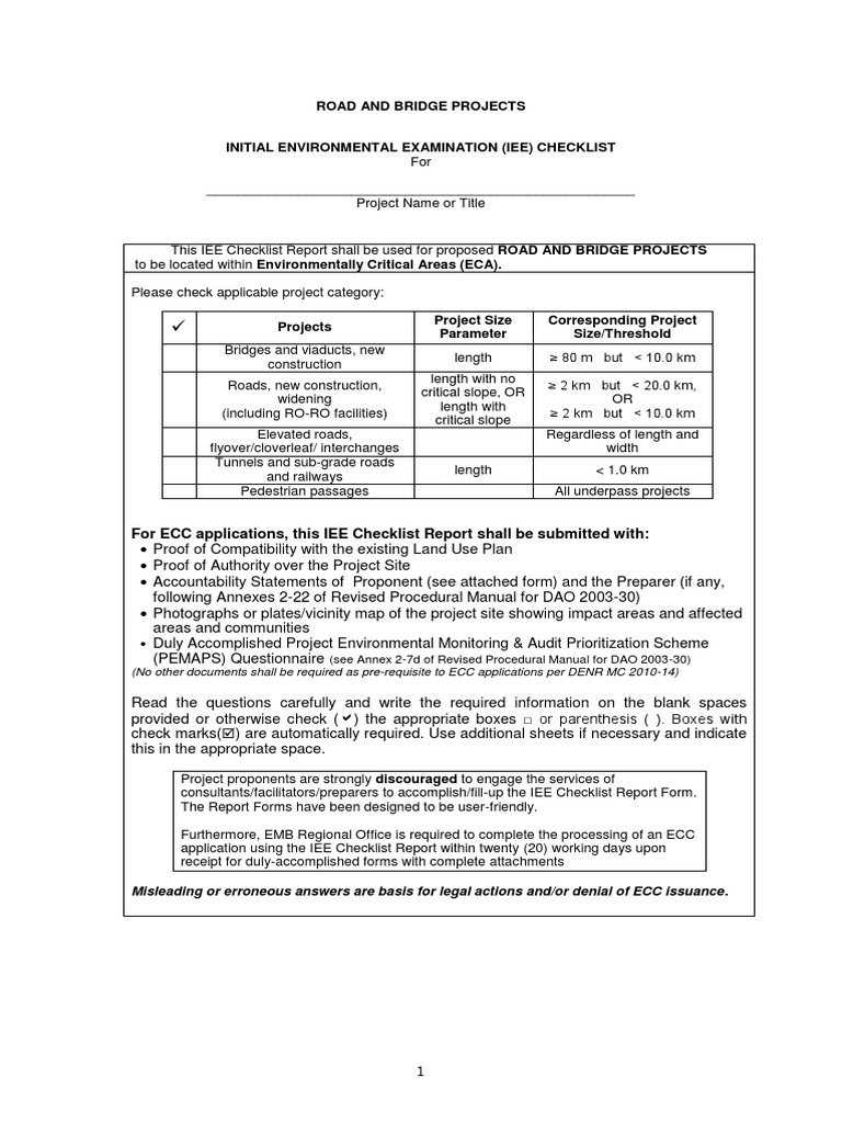 Roads and Bridges Projects Checklist | PDF | Flood | Water
