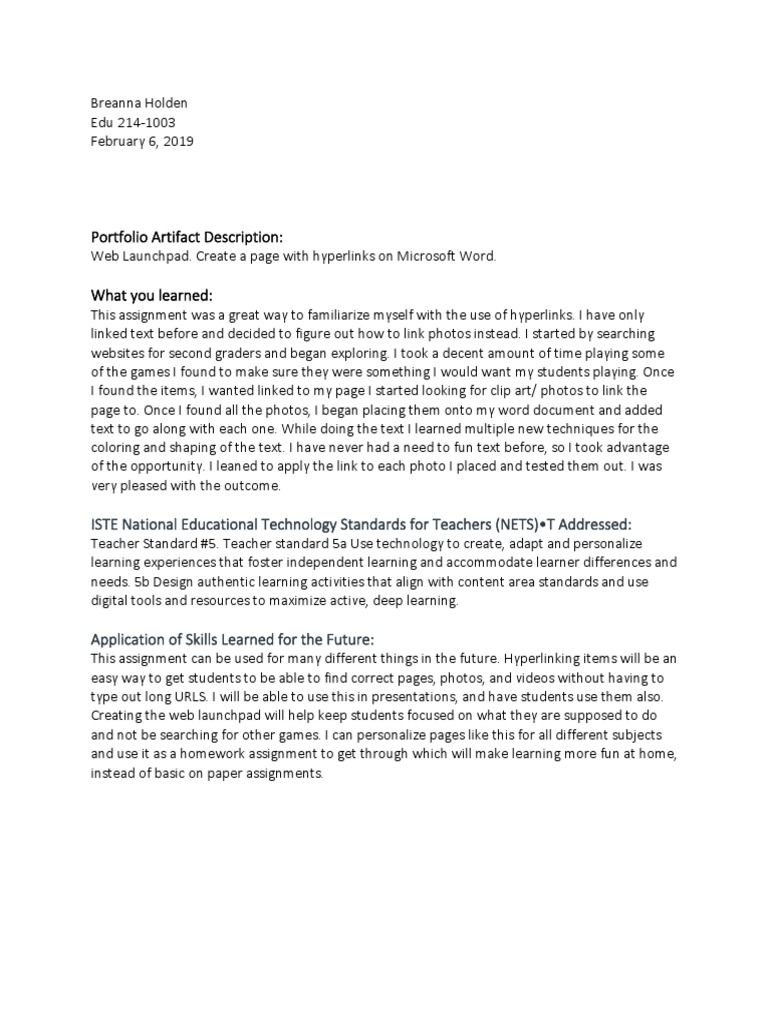 Edu 214 Web Launchpad Reflection Weebly | PDF | Career & Growth