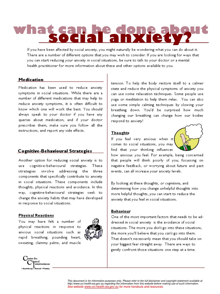 Social Anxiety Information Sheet - 02 - What Can Be Done About Social ...
